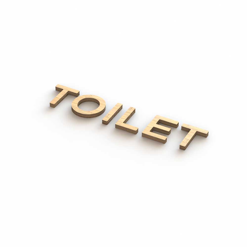 3D Cut Lettering Toilet Washroom Text Sign | Signbox