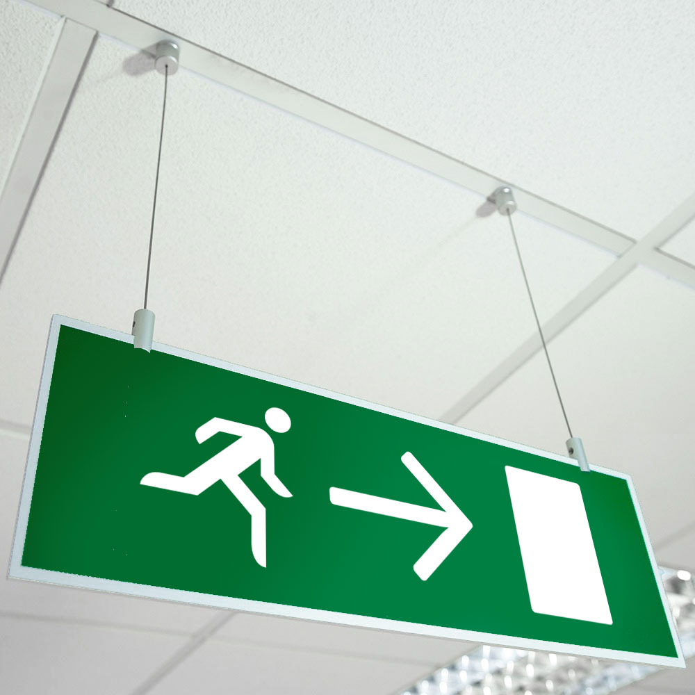 Fire Escape Sign, Ceiling Hanging | FE 92/58/EEC | Signbox